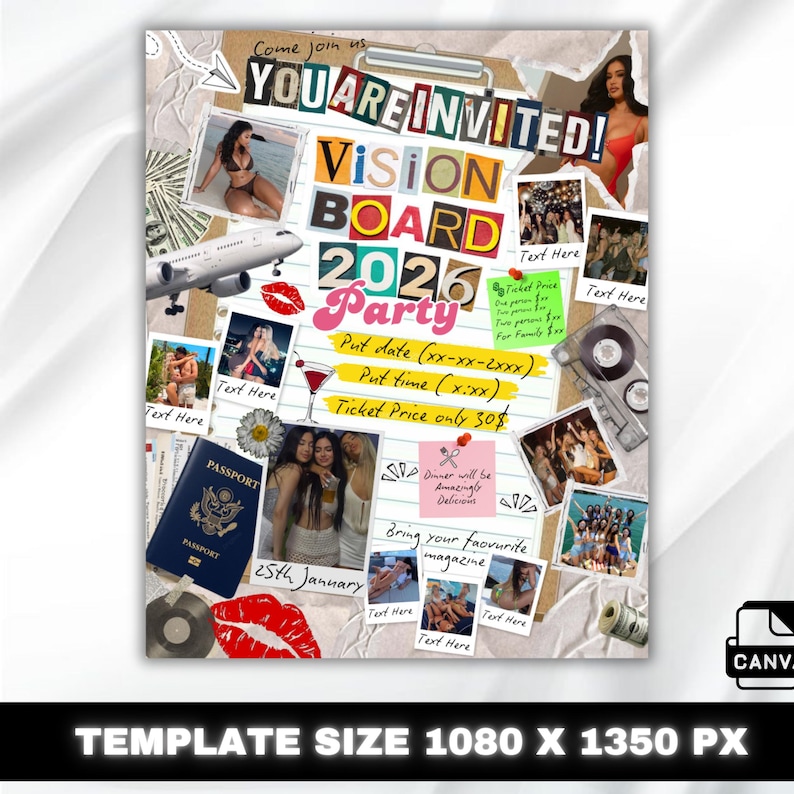Vision Board Party Invitation | Manifestation Gathering | Girls Night ...