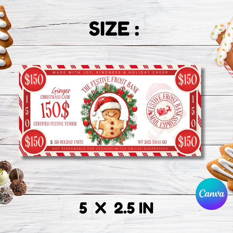 Printable North Pole Dollar Bill, Stocking Stuffer, Ready to Print ...