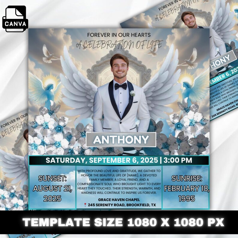 Memorial Funeral Announcement Flyer, Rest in Peace Flyer, Editable ...