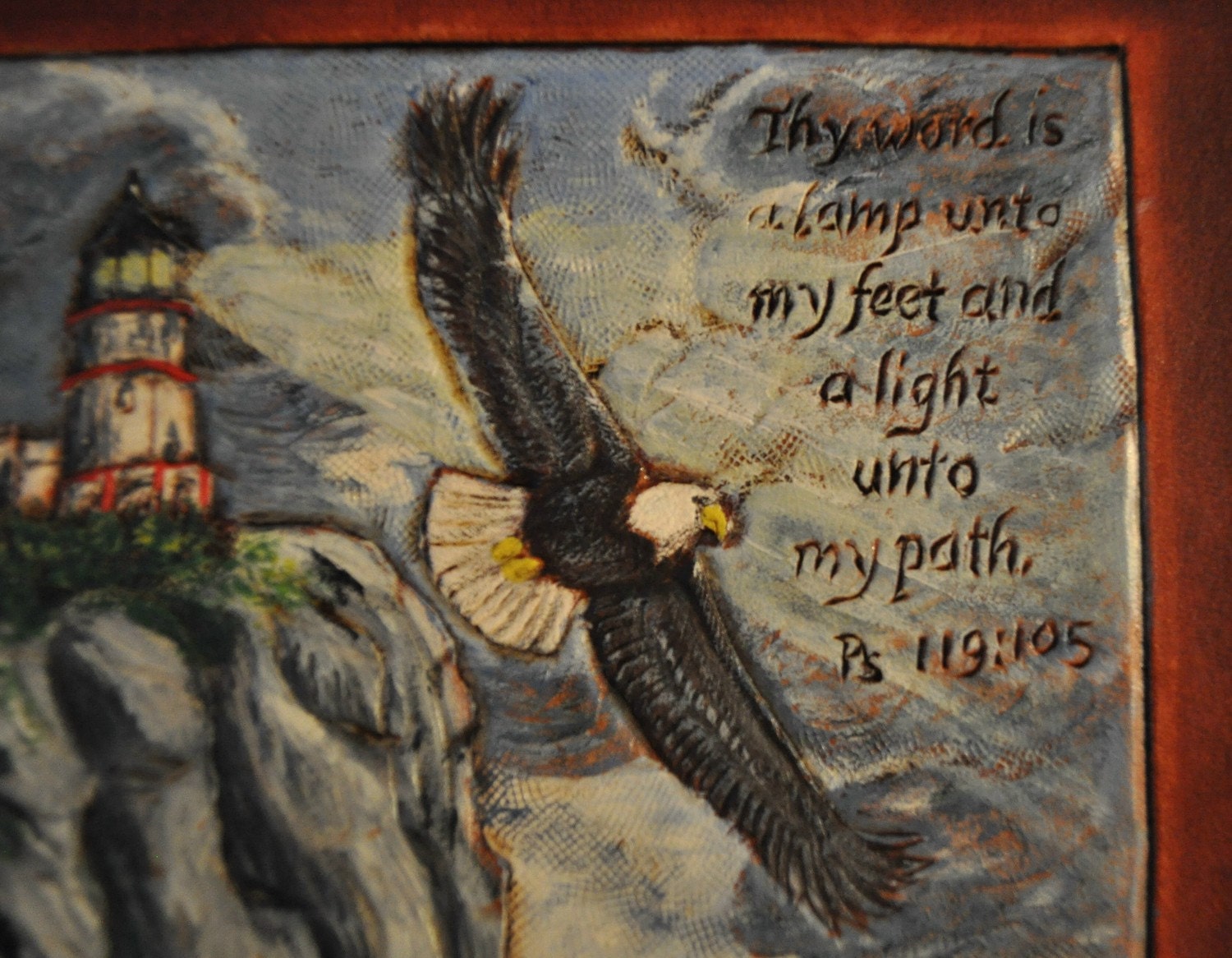 Handcarved Bible Cover Lighthouse and Eagle - Etsy