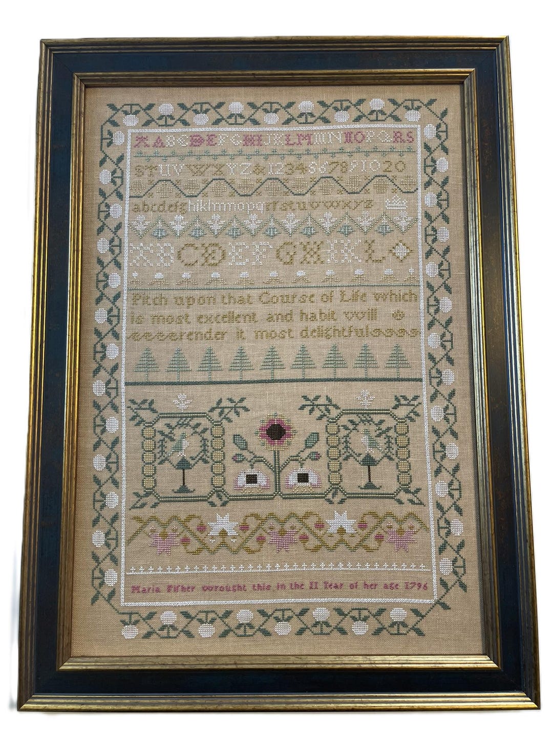 Antique Cross Stitch Sampler Pattern: Maria Fisher 1796 (PDF Download ...