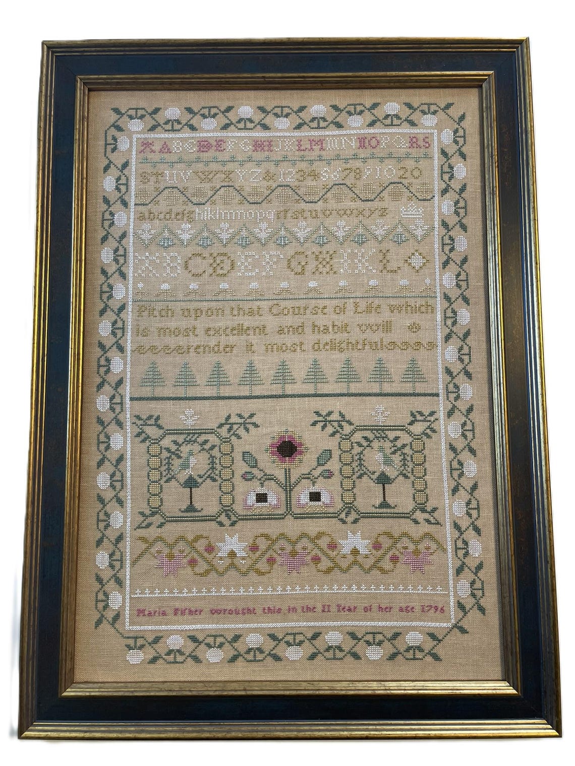 Antique Cross Stitch Sampler Pattern: Maria Fisher 1796 (PDF Download ...