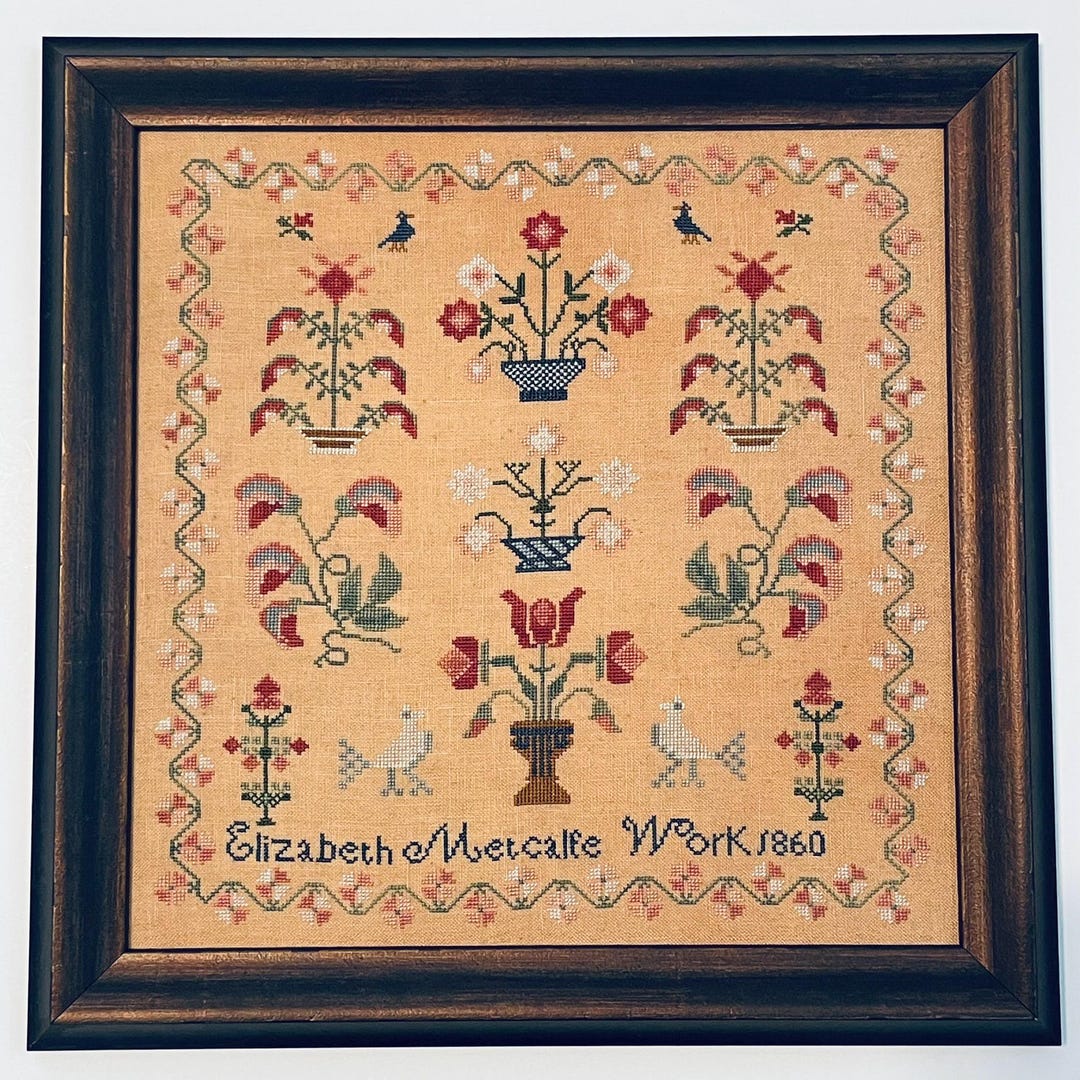 Antique Cross Stitch Sampler Pattern: Elizabeth Metcalfe 1860 (PDF ...