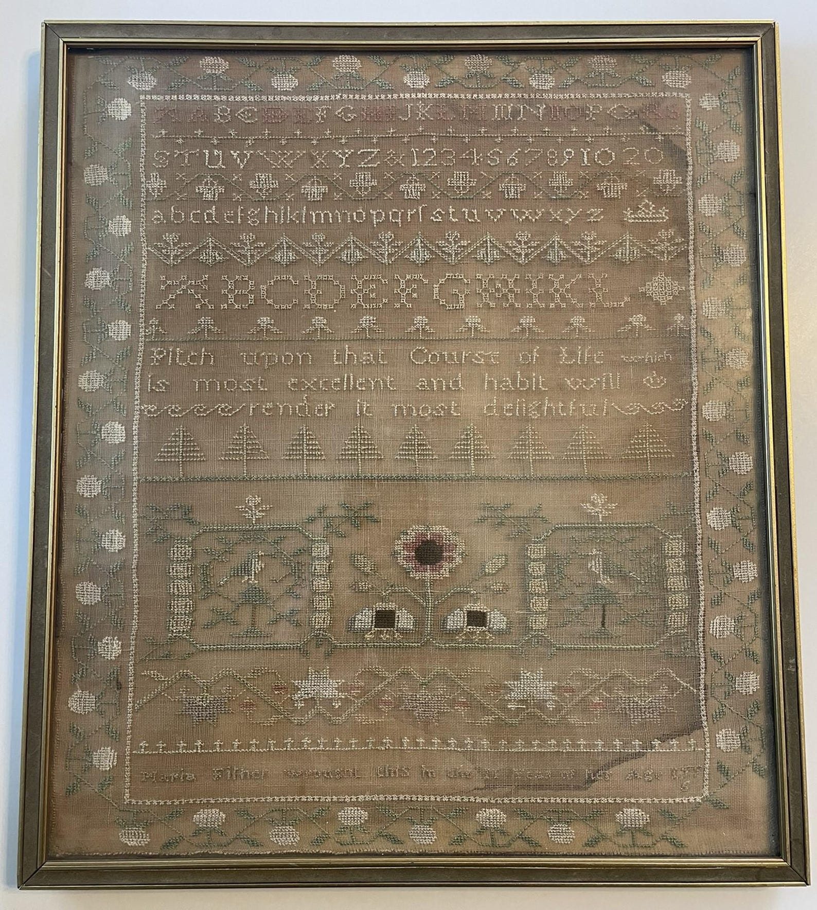 Antique Cross Stitch Sampler Pattern: Maria Fisher 1796 (PDF Download ...