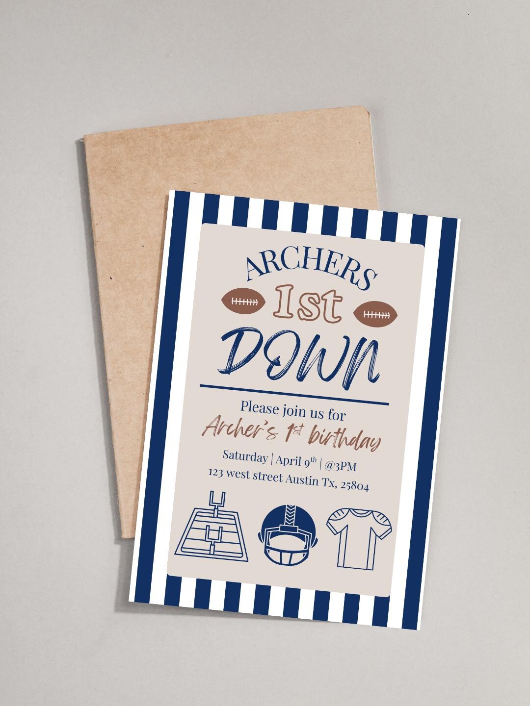 1st Down Digital Birthday Invitation - Etsy