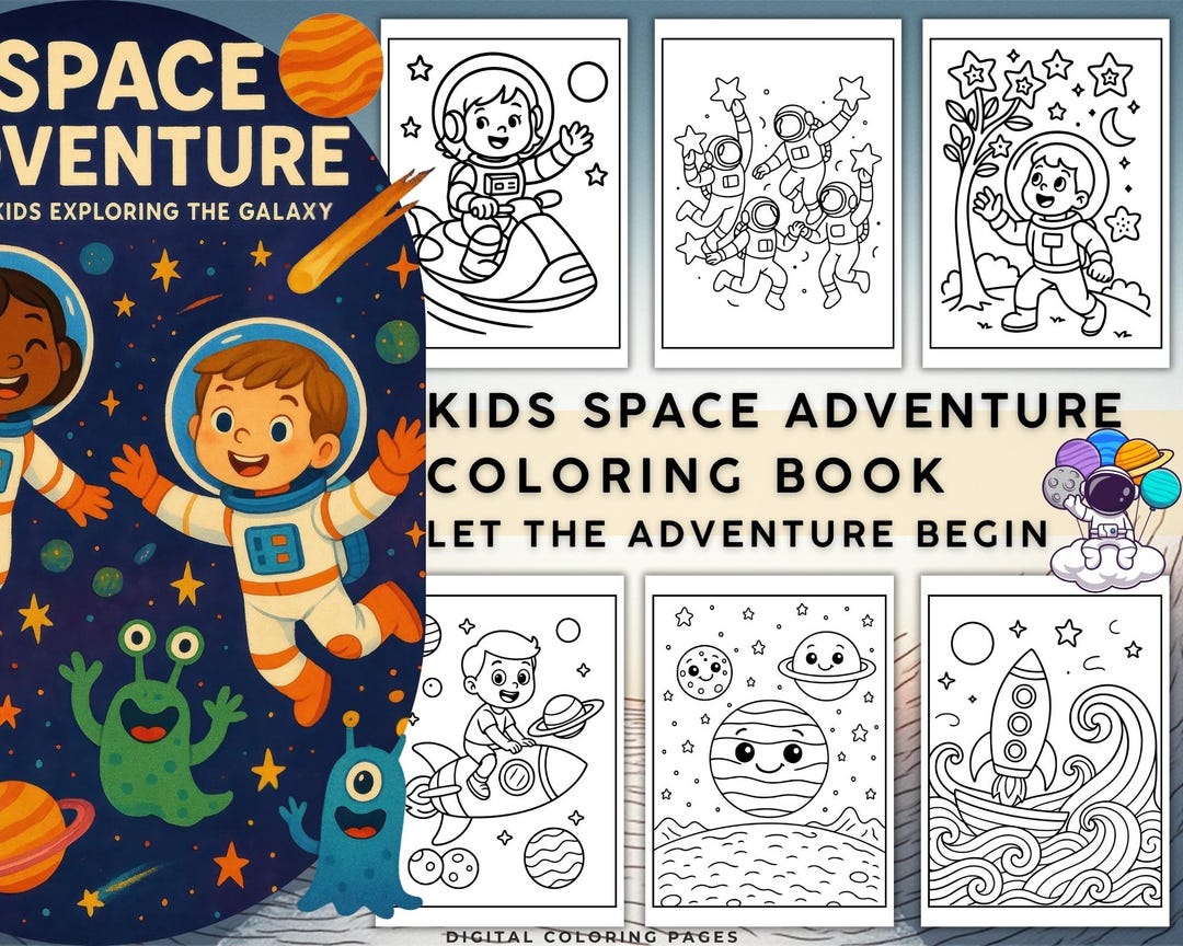 Kids Space Adventure Coloring Book – 45 Printable Pages for Ages 3–12 ...