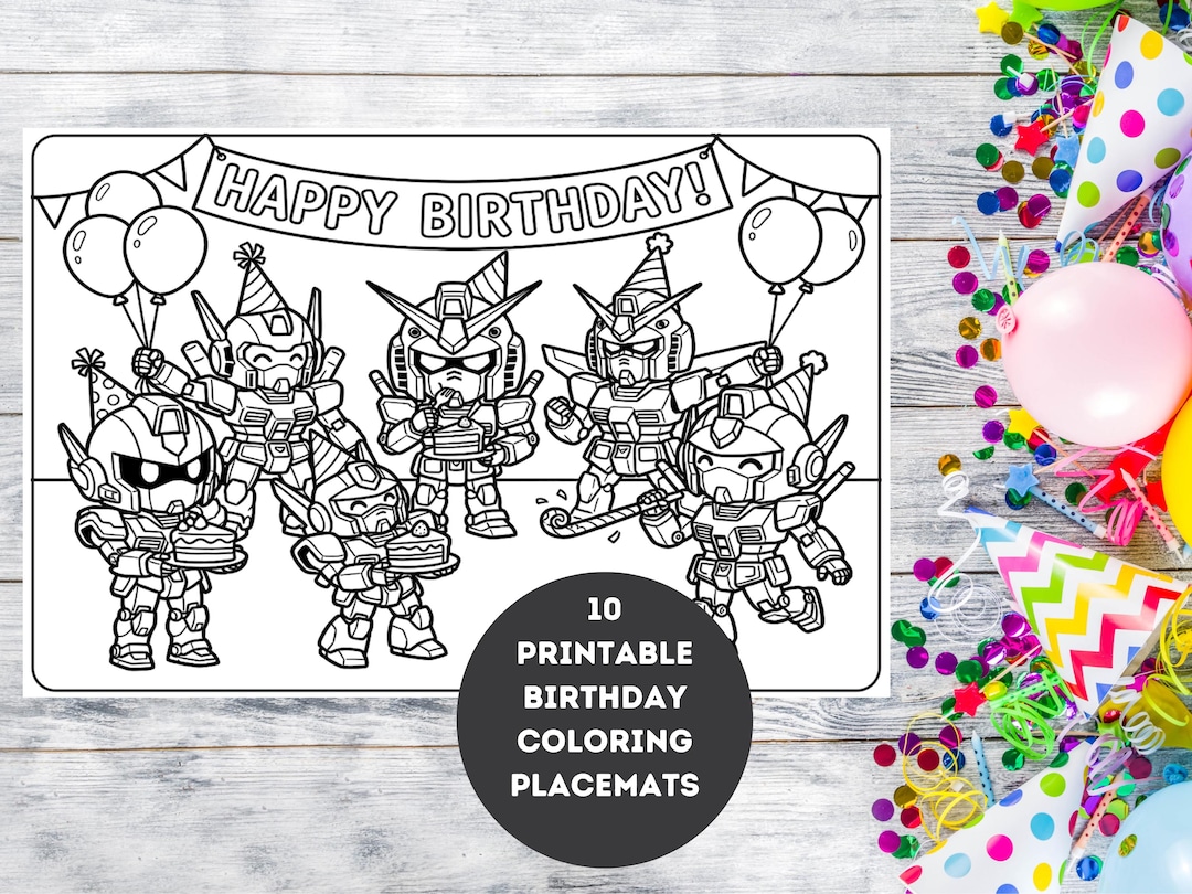 Robot Birthday Party Coloring Placemats, Mech Mania Activity (digital ...