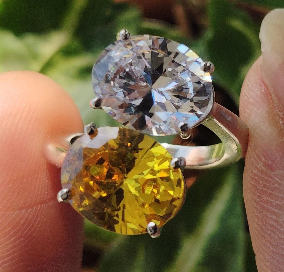 Toi Et Moi Ring 8.00 Cart Fancy Colour Oval Silver Ring for Her - Etsy