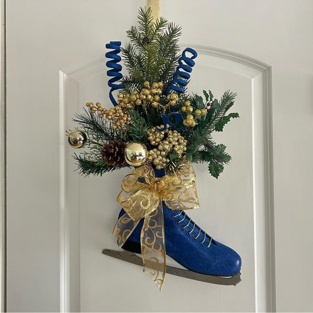 Hand Made Blue & Gold Ice Skate Door Decoration - Etsy
