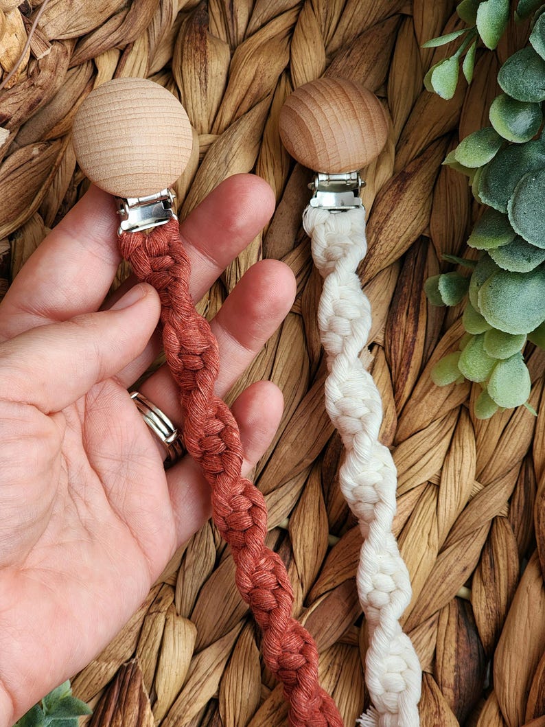 Handmade Macrame Pacifier Clip: 100% Cotton Boho Baby Gift - Etsy