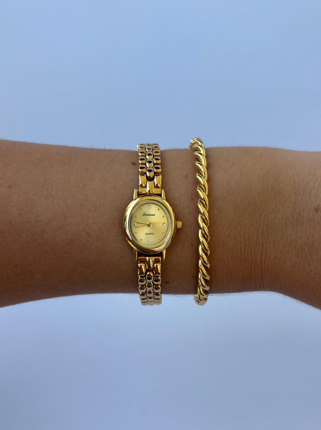 Vintage Inspired Gold Circle Dial Dial: Dainty Small Face Womens Watch ...