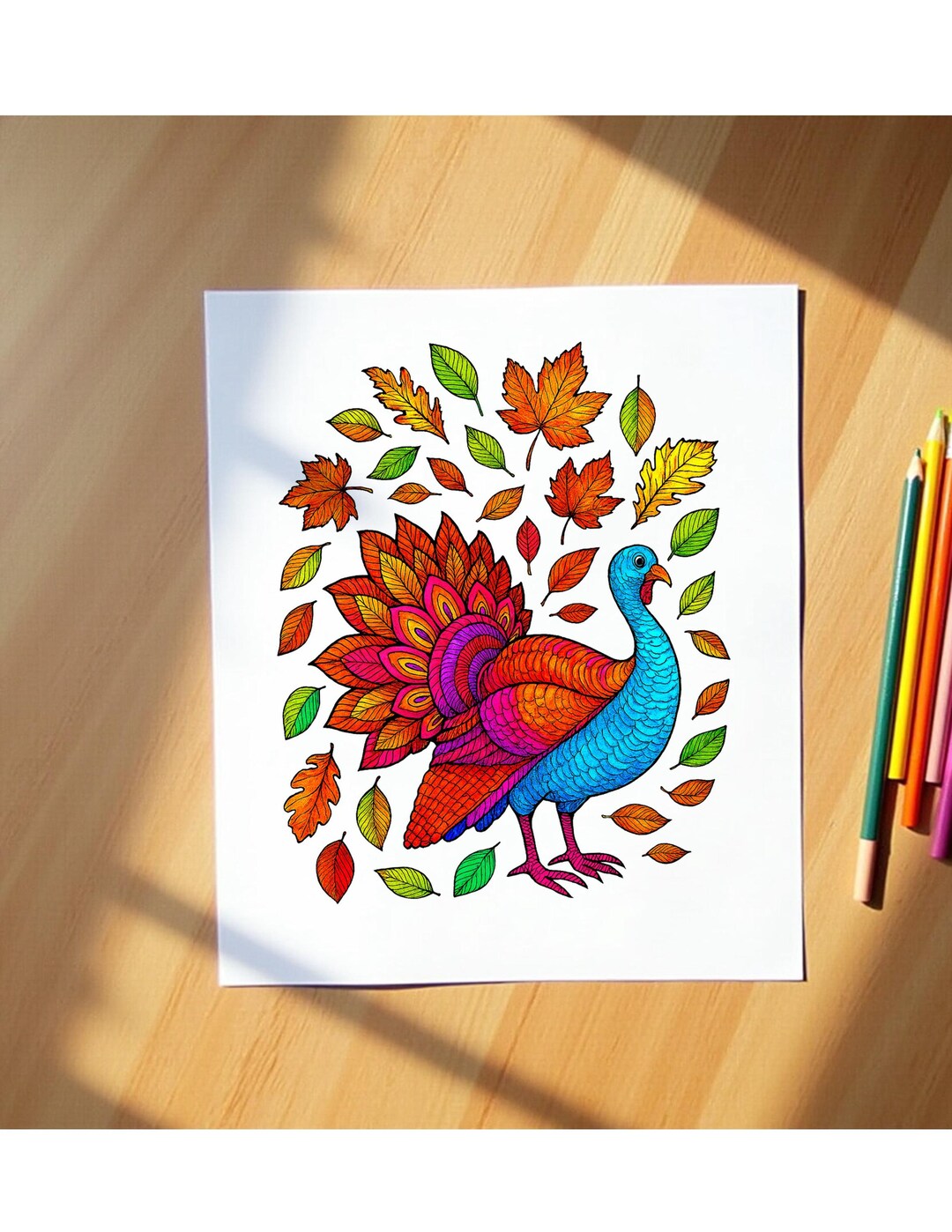 Thanksgiving Turkey Mandala Coloring Page - Floral Botanical Design ...
