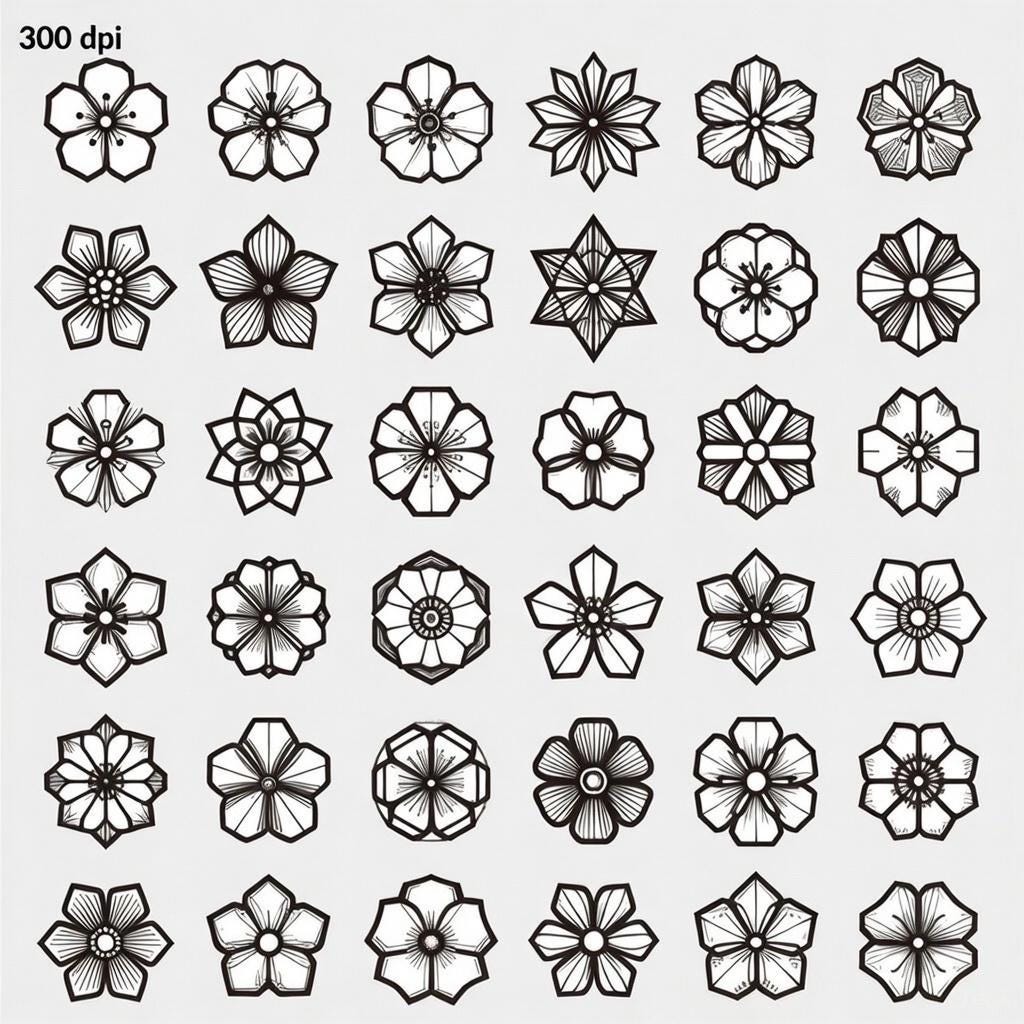 Abstract Geometric Flower Coloring Pages – 72 Sacred Geometry Floral ...