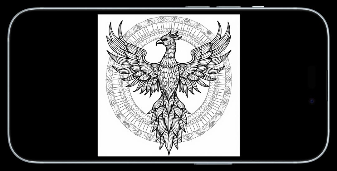 Phoenix Mandala Coloring Page - Printable PDF | Mythical Art - Etsy