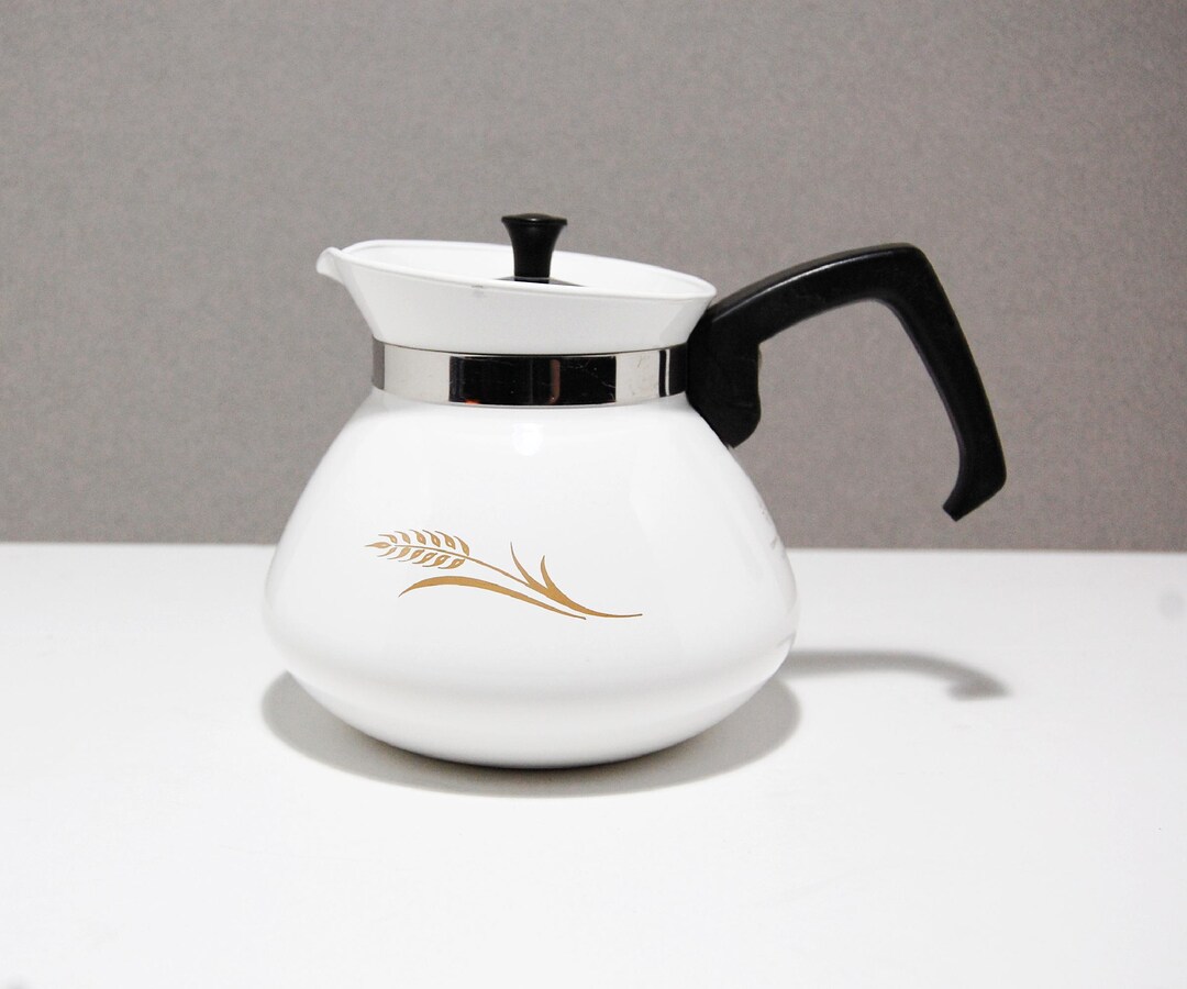 1960s Vintage Corning Ware 6 Cup Teapot in the Rare Wheat Pattern Clean ...