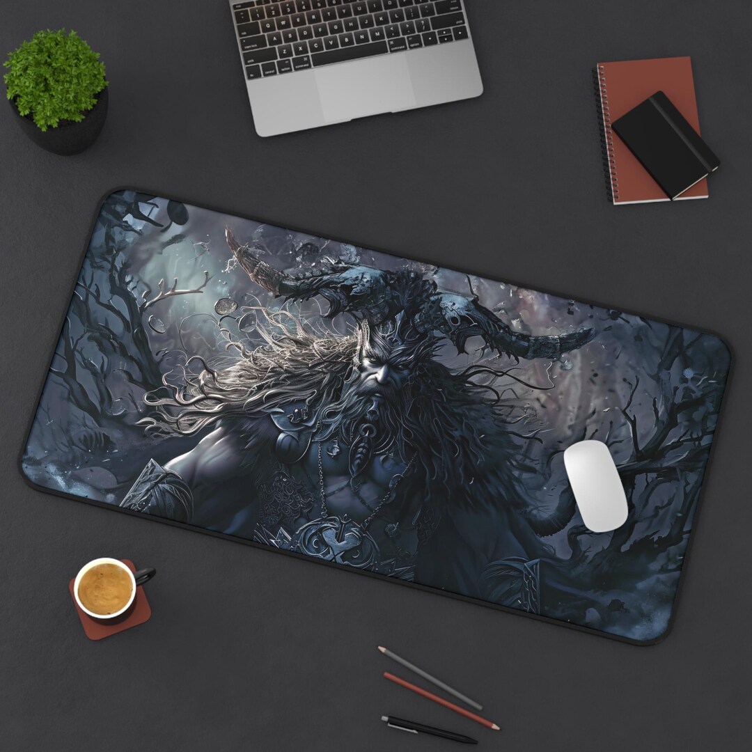 Gothic Norse Warrior Mouse Pad, Fierce Viking God Desk Mat, Extra Large ...