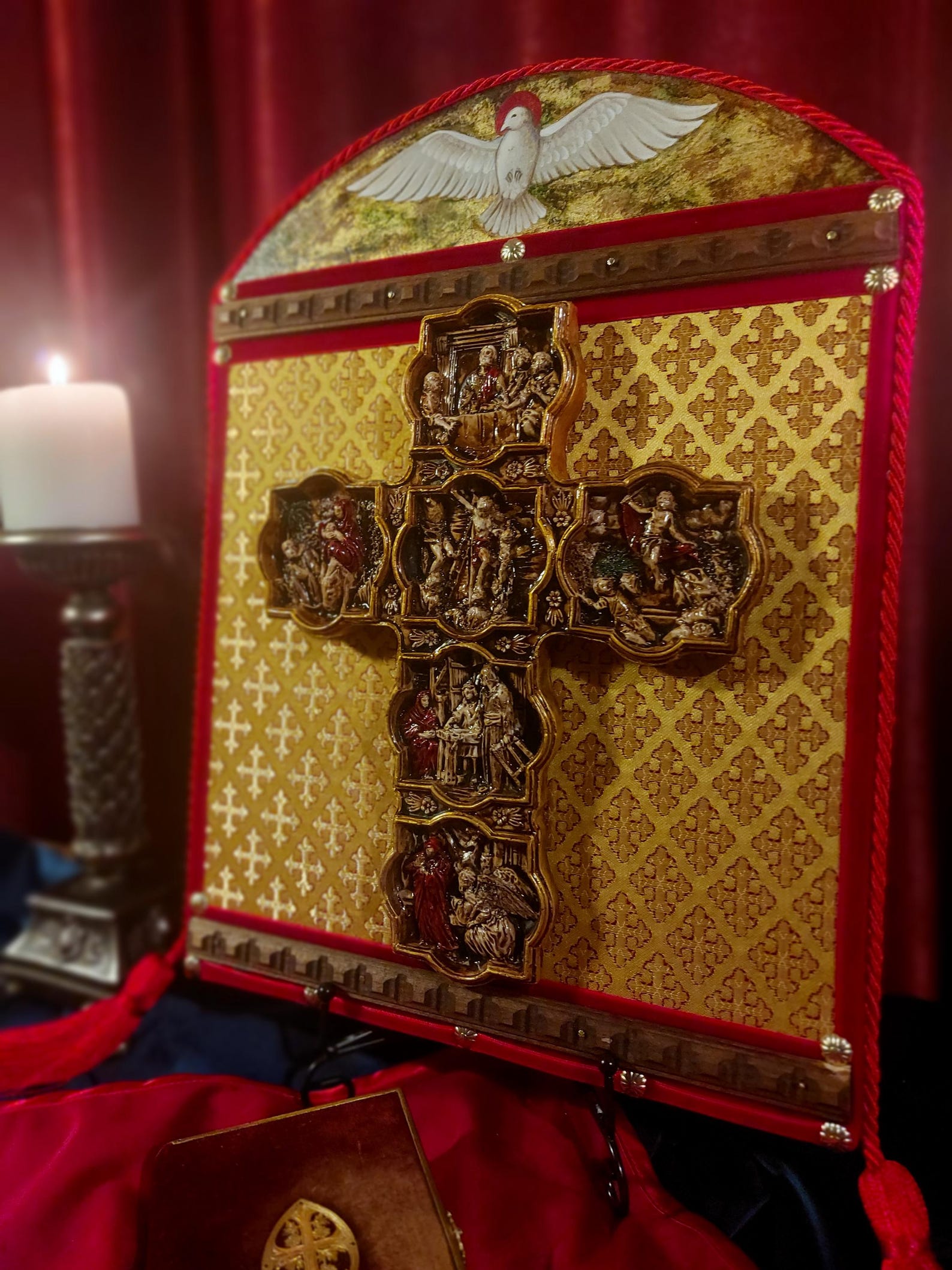 Hand-painted Byzantine Relief Cross for Prayer Corner or Home Altar ...