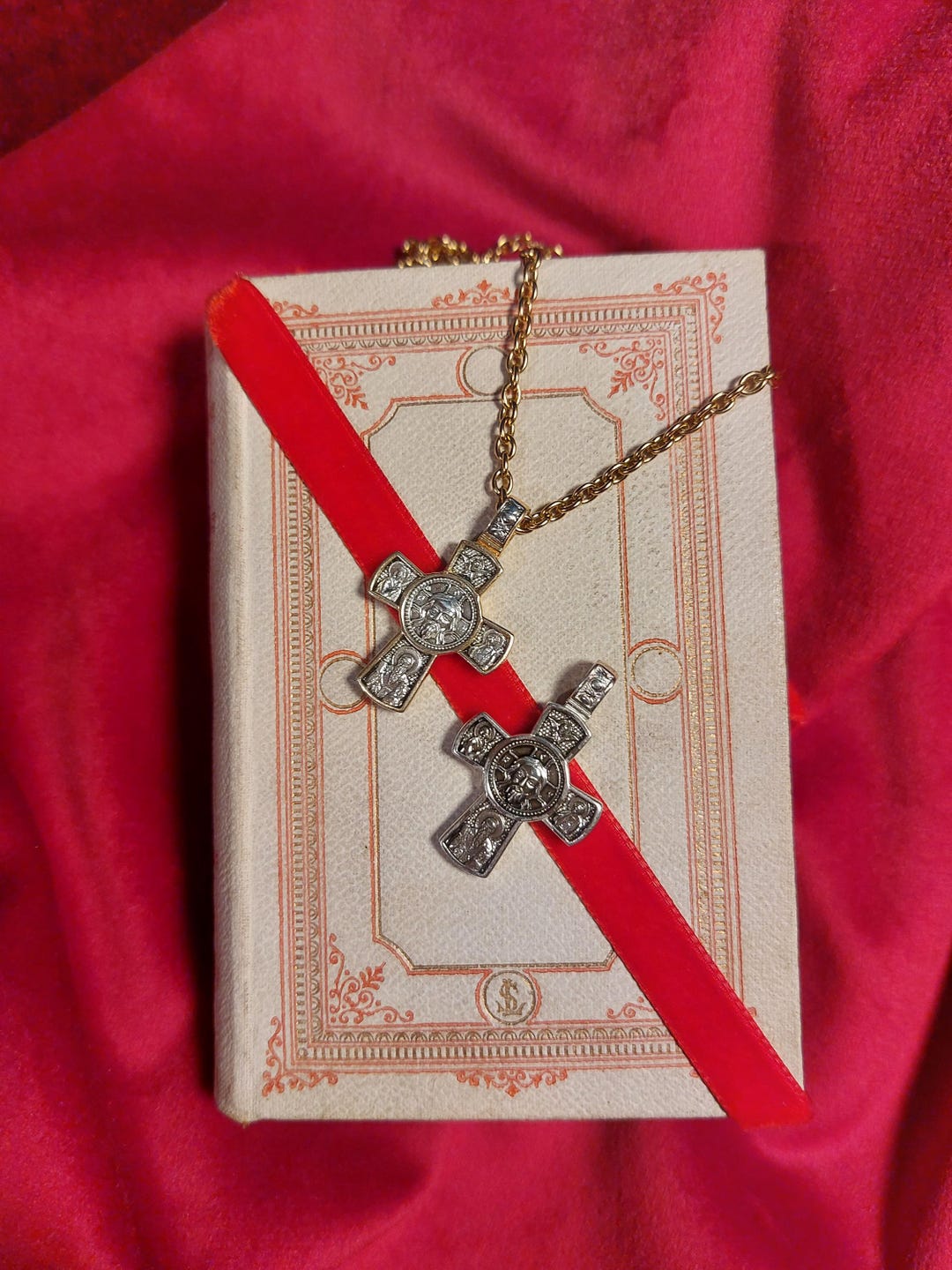 Double Sided Byzantine Cross - Crucifix Necklace, Medieval Style ...