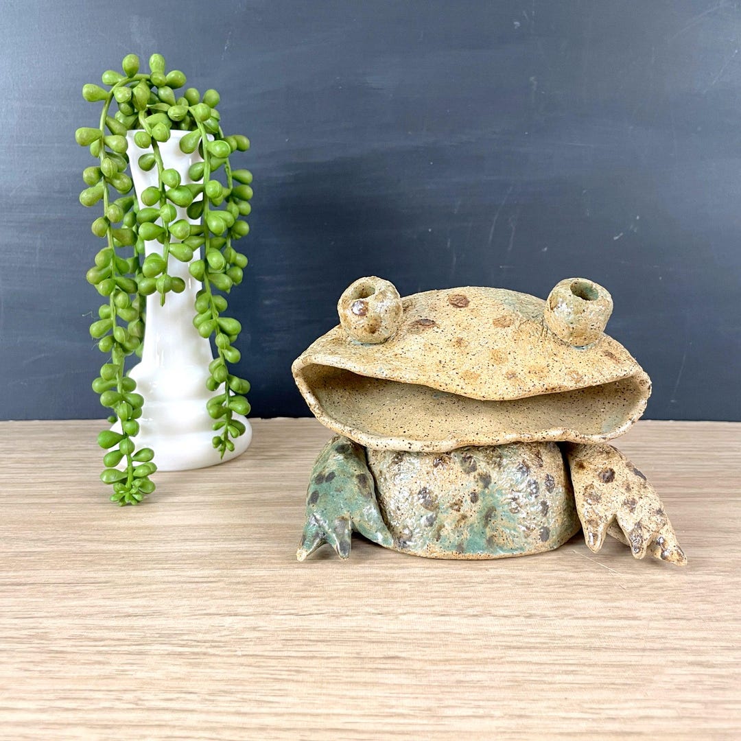 Funky Pottery Frog - Artisan Pottery - 1970s Vintage - Etsy