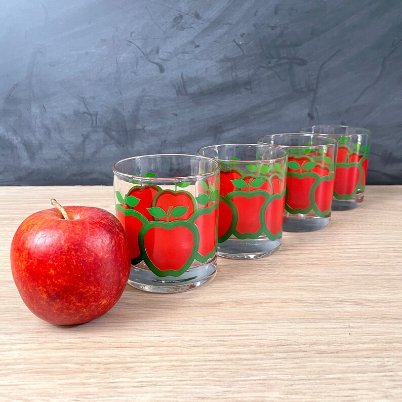 Colony Red and Green Apple Rocks Glasses Set of 4 1970s - Etsy