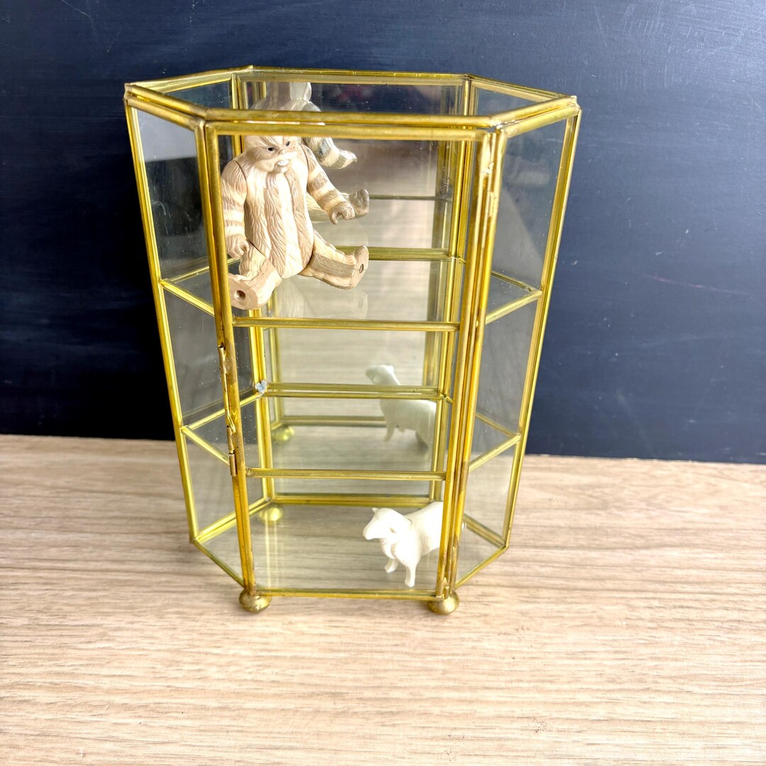 Glass and Brass Mini Display Case With Mirror Back - Vintage Curio - 3 ...