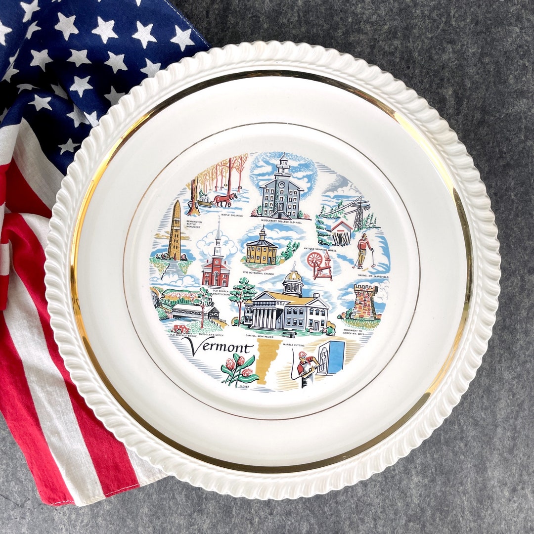 Vermont State Souvenir Plate - 1960s Road Trip Souvenir - Etsy