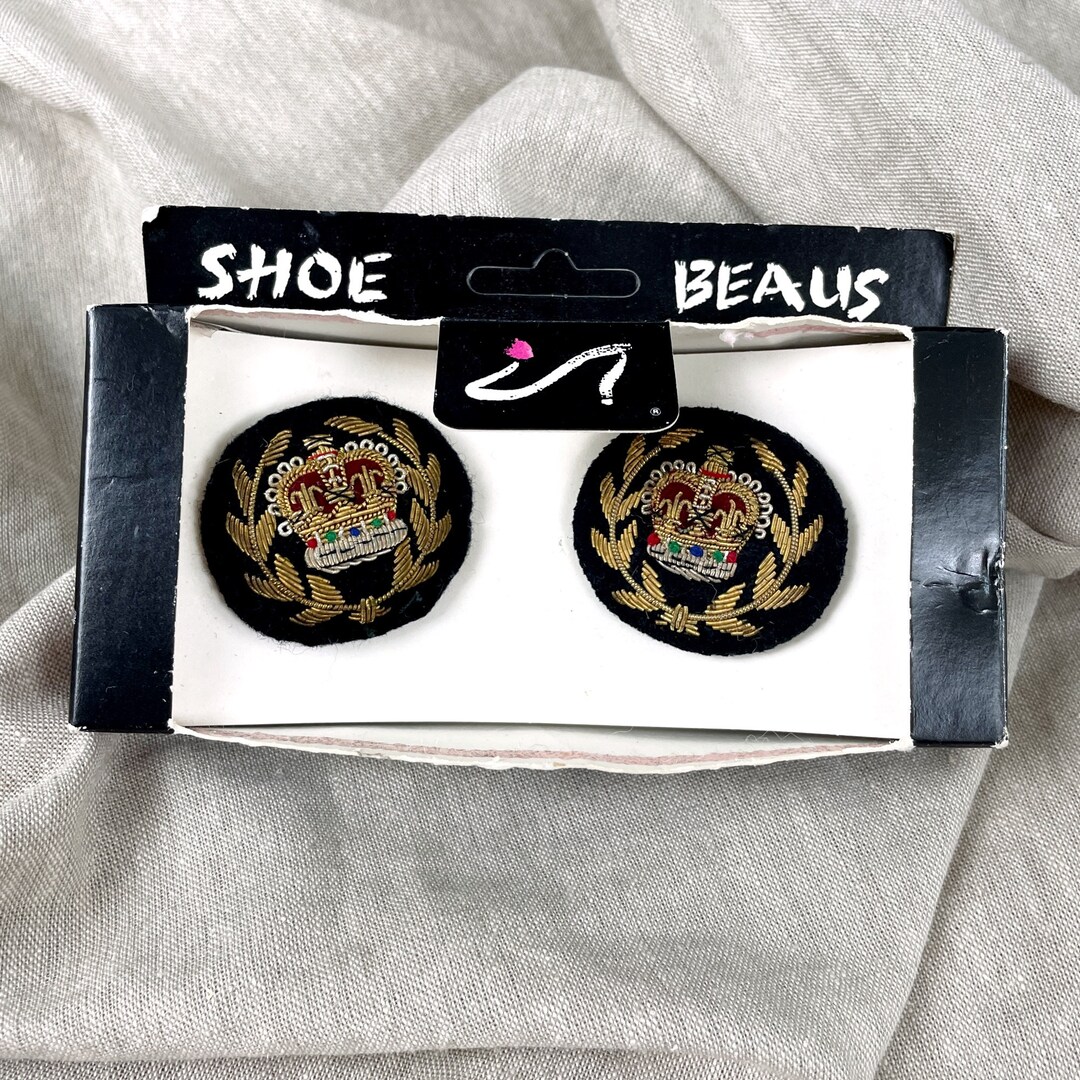 Crown and Laurel Shoe Clips 1980s Vintage - Etsy