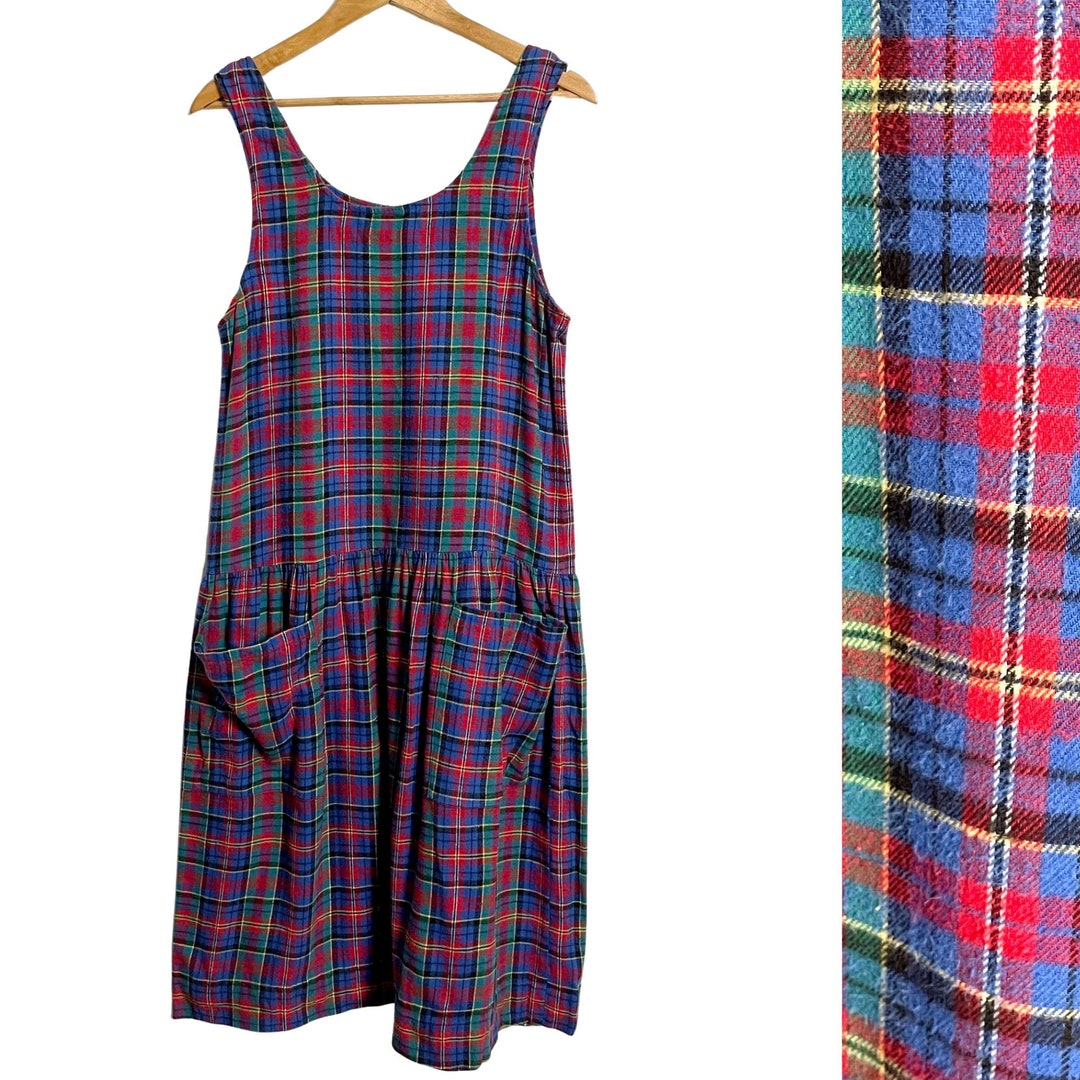 1980s Plaid Flannel Jumper Vintage Dress Size 6-8 - Etsy Canada