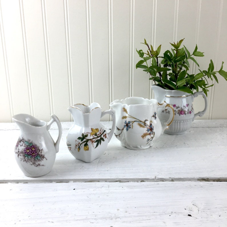 Vintage Floral Cream Pitchers - Set of 4 - Mix and Match Creamers - Etsy