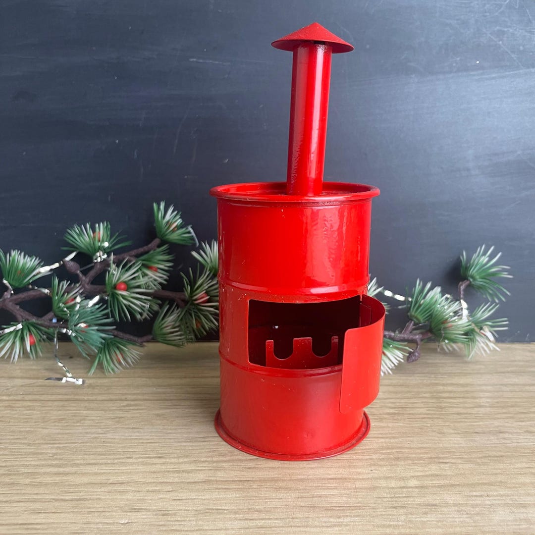 Red Metal Barrel Stove Vintage Incense Burner Ashtray With Smoking ...