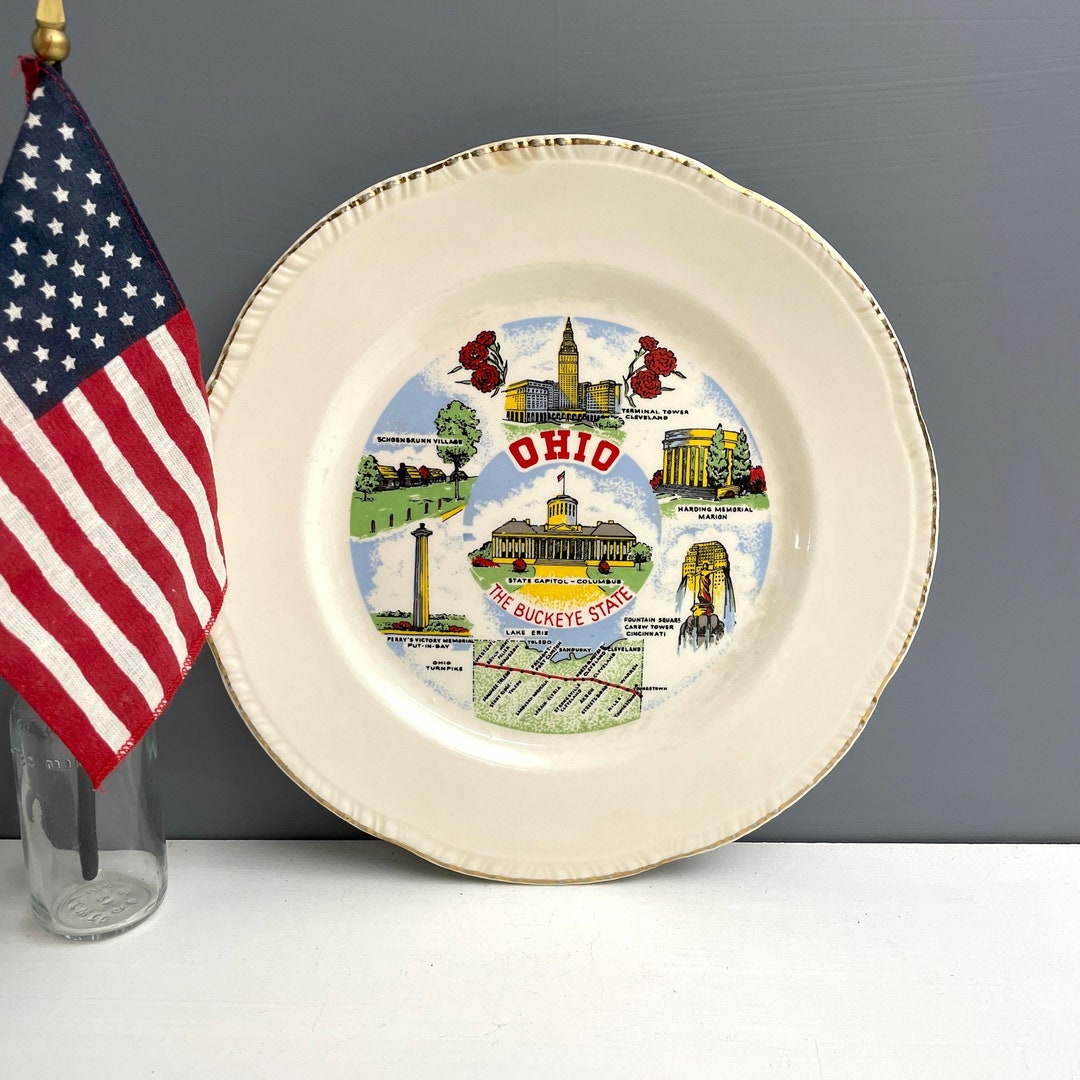 Ohio Decorative State Souvenir Plate - 1950s Vintage - Etsy