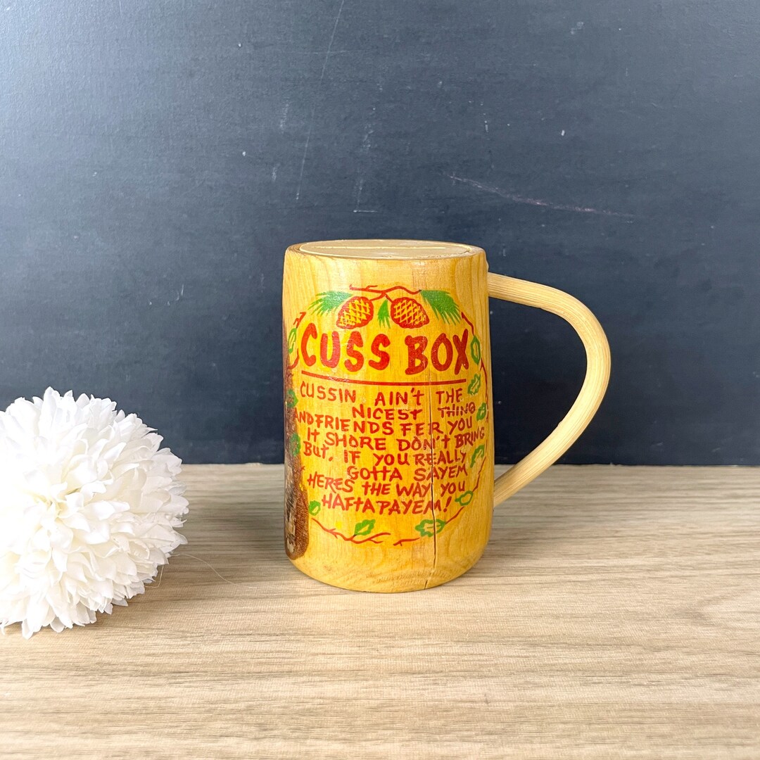 Kitsch Cuss Box - Rustic Wood Bank - 1950s Vintage - Etsy