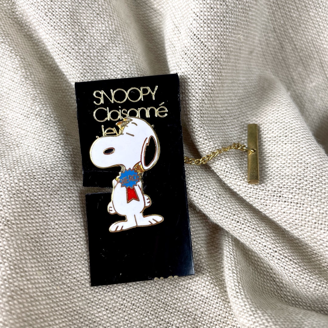 Snoopy "hero" Cloisonne Tie Tack - 1980s Vintage - Etsy