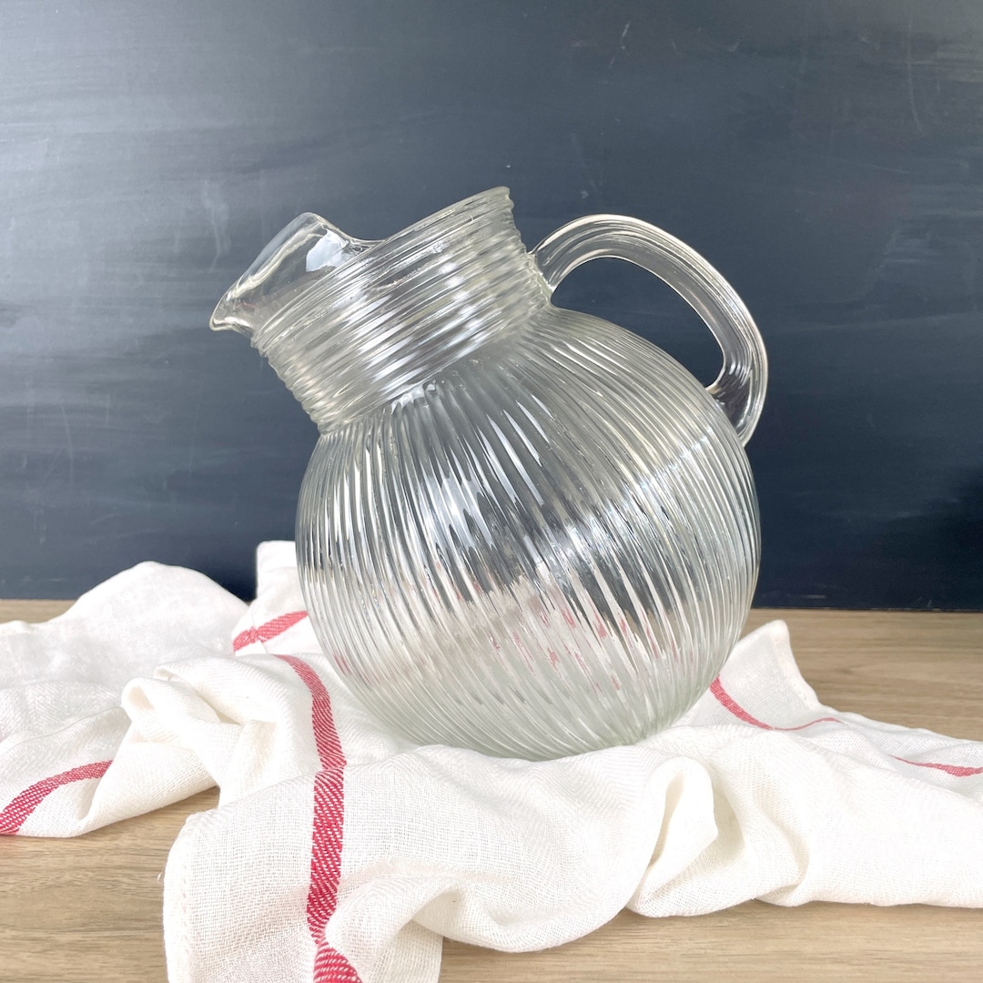 Hazel Atlas Ribbed Ball Pitcher - 1930s Vintage - Etsy
