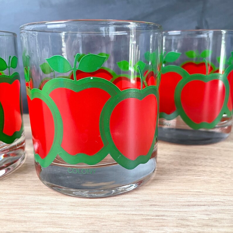 Colony Red and Green Apple Rocks Glasses Set of 4 1970s - Etsy