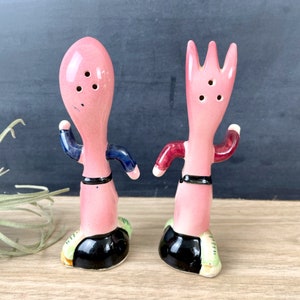 Anthropomorphic Fork Salt and Pepper Shakers - 1950s Vintage - Etsy