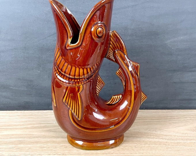 Shreve, Crump and Low Gurgling Cod Pitcher Brown Glaze 1980s Vintage - Etsy