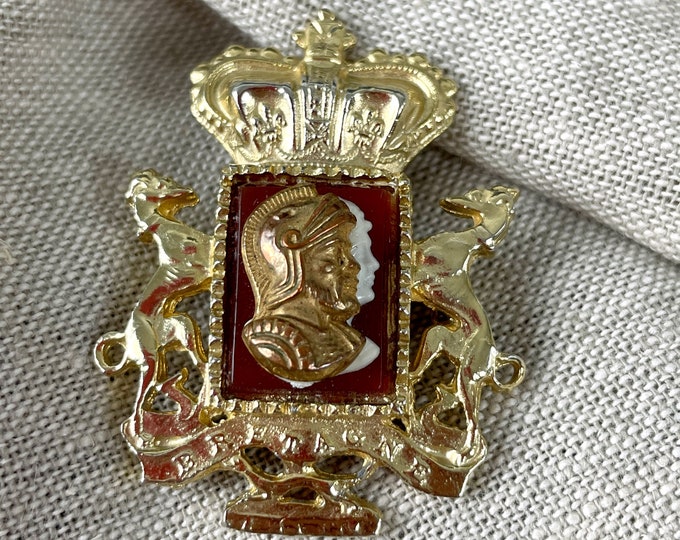 Coro Royal Crest Brooch With Knight - 1940s Vintage - Etsy