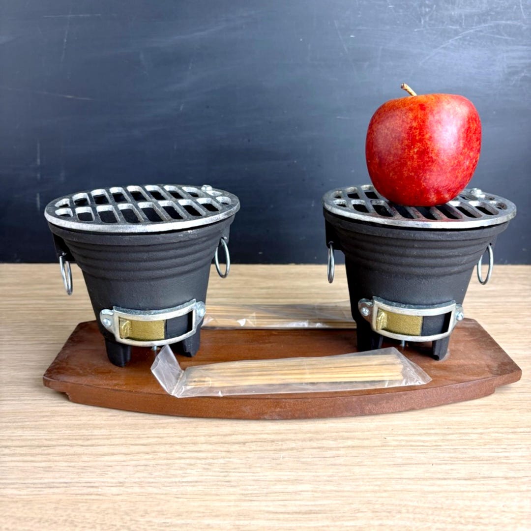 Tabletop Mini Hibachi Grill Duo - 1960s Cast Iron - NIB - Etsy