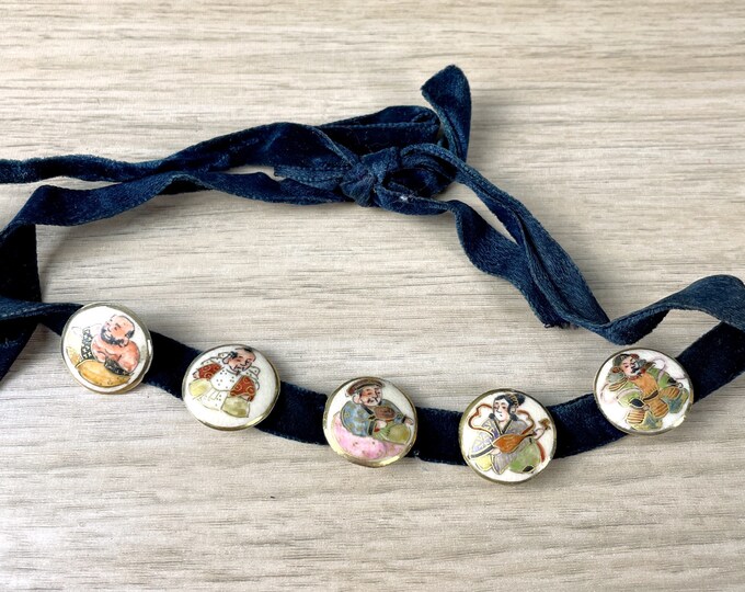 Asian Immortals Buttons - Set of 5 - Vintage Porcelain Buttons - Etsy