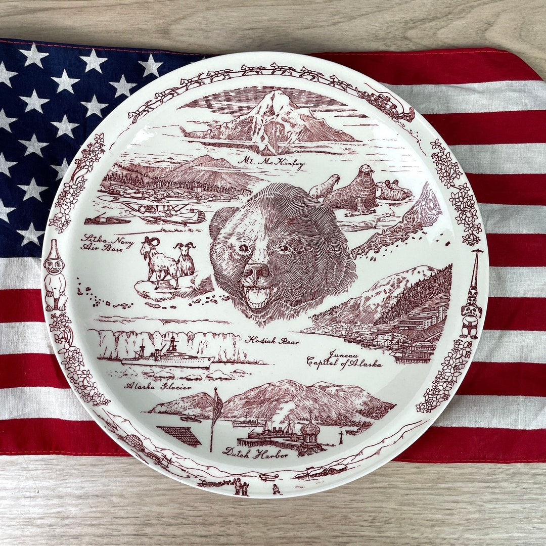 Alaska State Decorative Plate - Vintage Westco Kilns Souvenir - Etsy