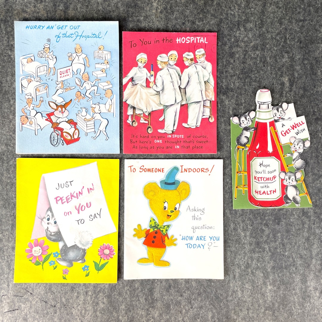 5 Vintage Get Well Cards - 1950s - 1960s - Etsy