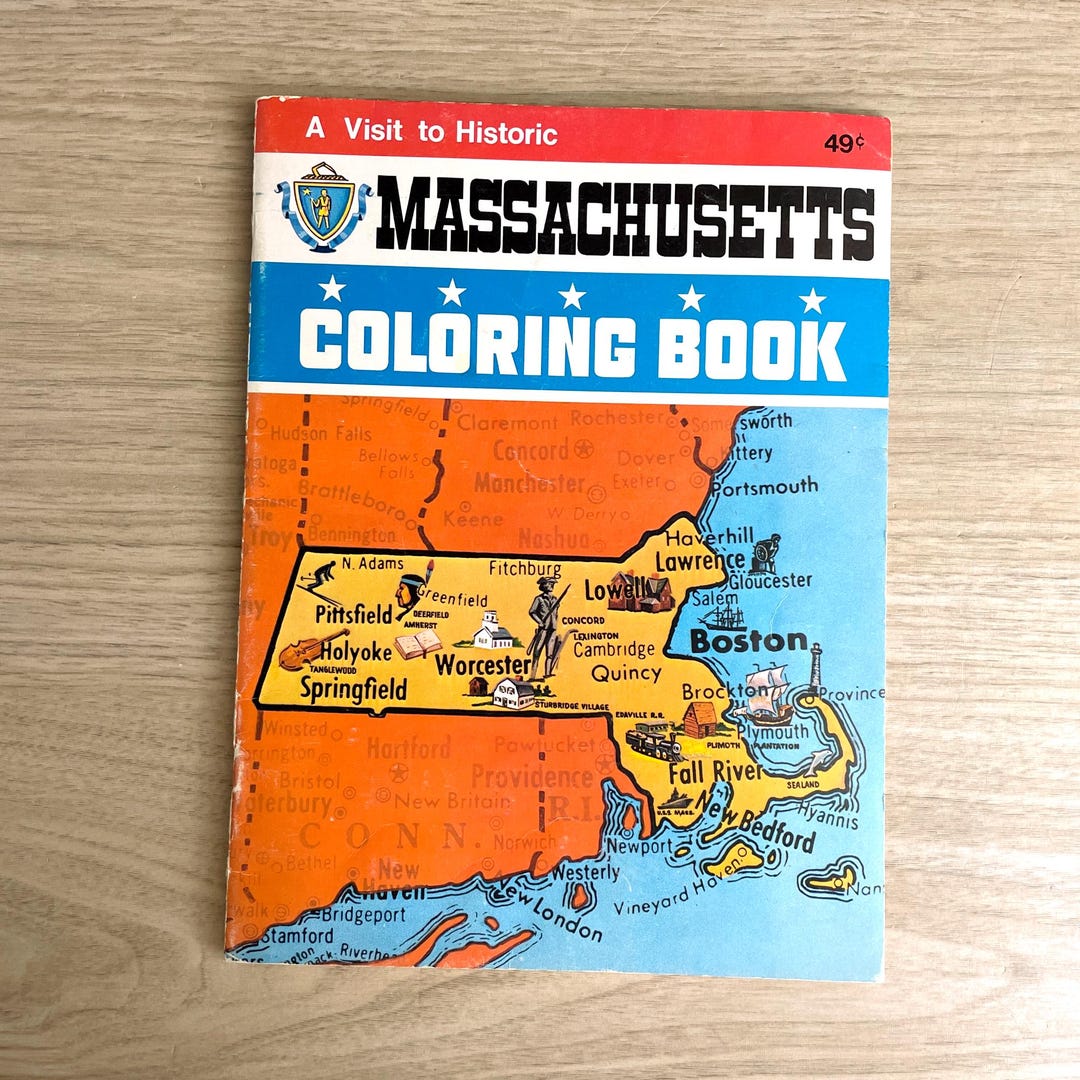 A Visit to Historic Massachusetts Coloring Book - 1973 Paperback - Etsy