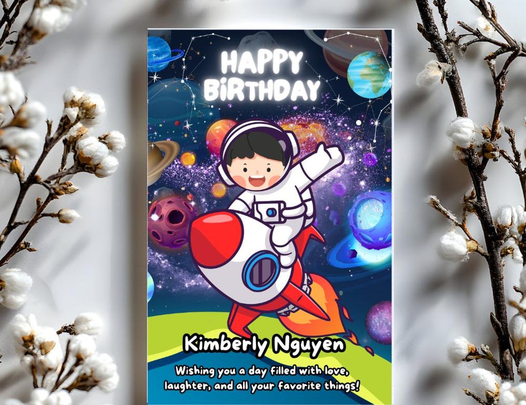 Playful Space Birthday Card: Printable Cosmic Party Invite (digital) - Etsy