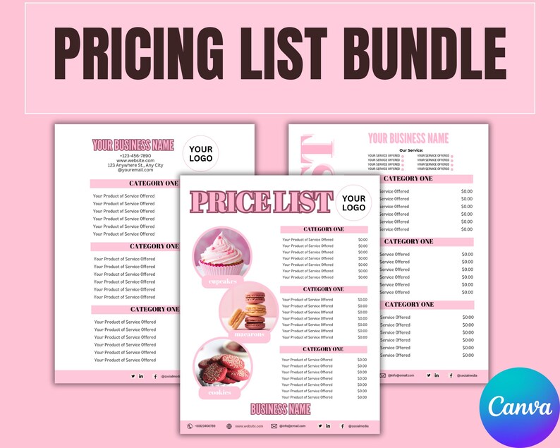 Editable Salon Price List Template | Modern Canva Design (digital) - Etsy