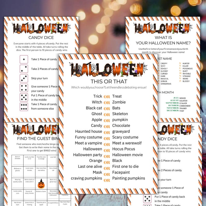 Printable Halloween Bingo Game: Spooky Party Fun (digital PDF) - Etsy ...