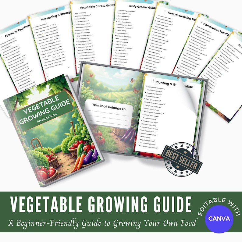 Vegetable Growing Guide | Printable Gardening Planner and Planting Book ...