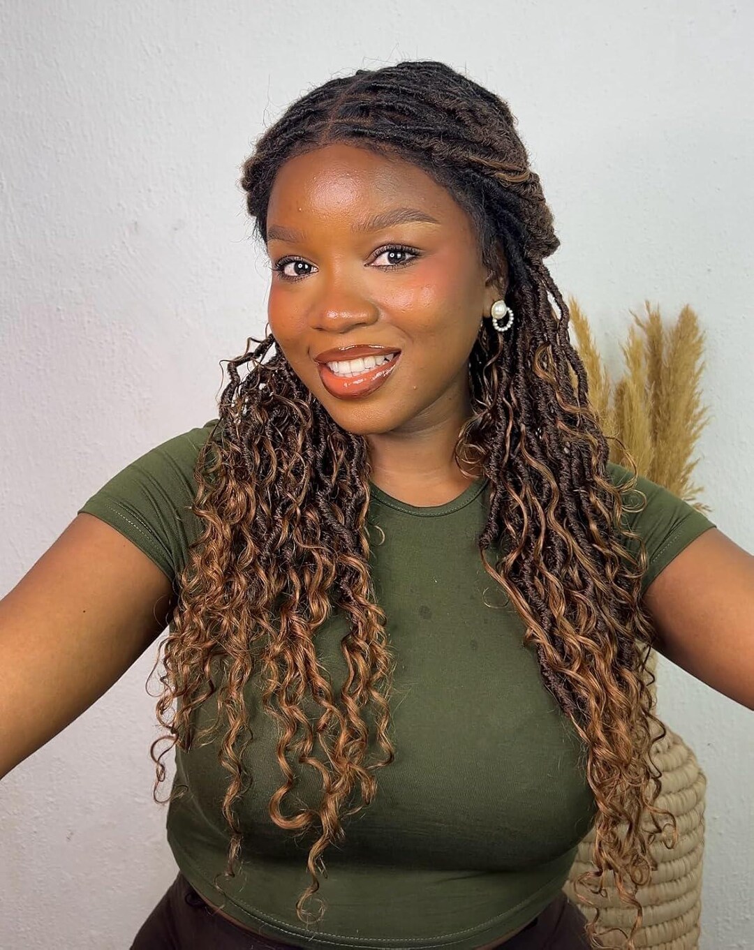 18" Crochet Boho Faux Locs With Human Hair Curls - 80 Locs - Etsy