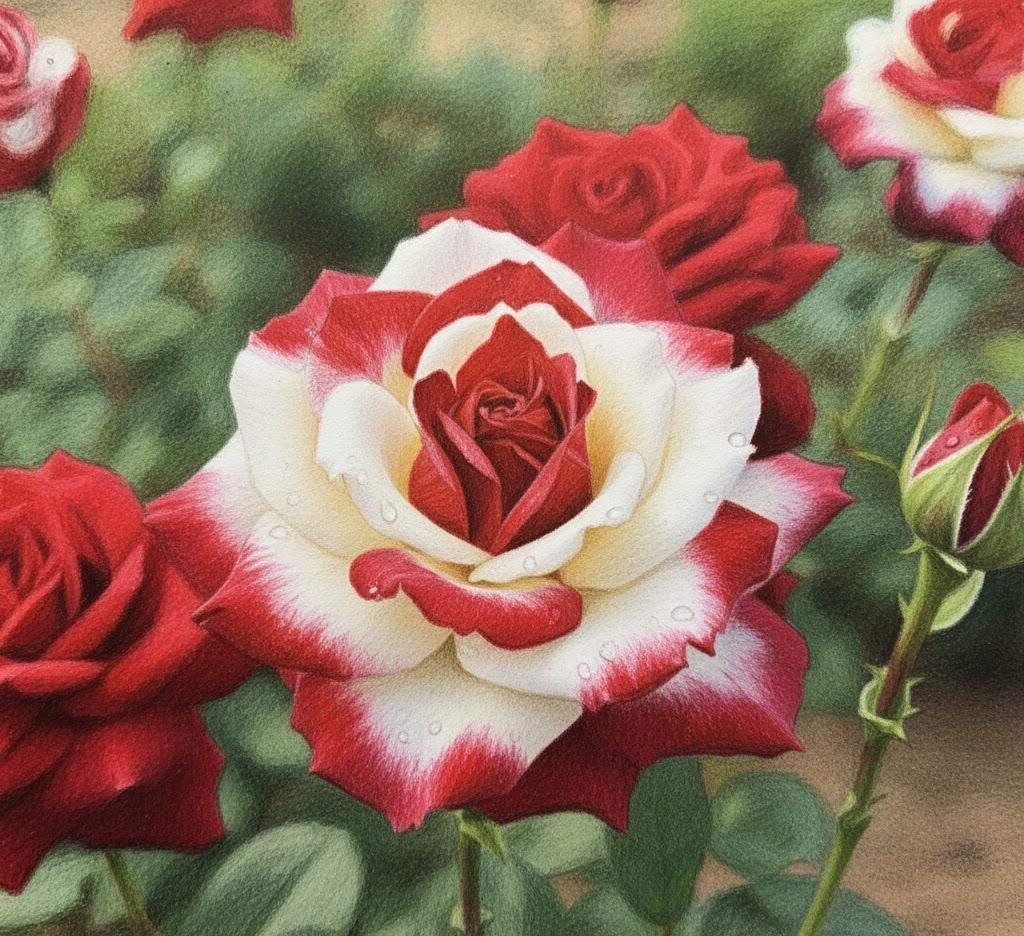 20pcs Rare Twin Red White Rose Flower Seeds for Planting | Captivating ...