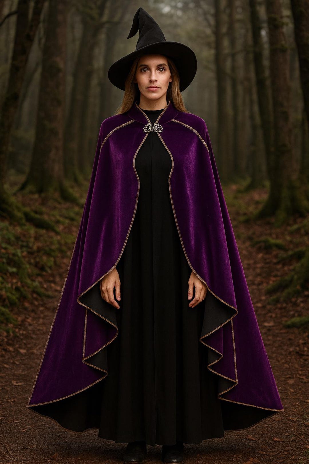 Medieval Wizard Cloak, Suede Vintage Hooded Cloak for Halloween Cosplay ...
